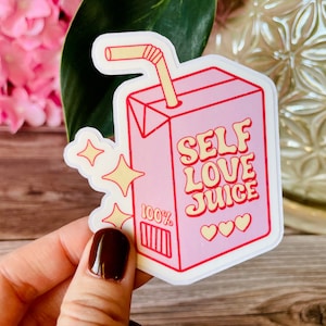 Self Love Juice Box Waterproof Sticker, Affirmation Sticker, Positive ...