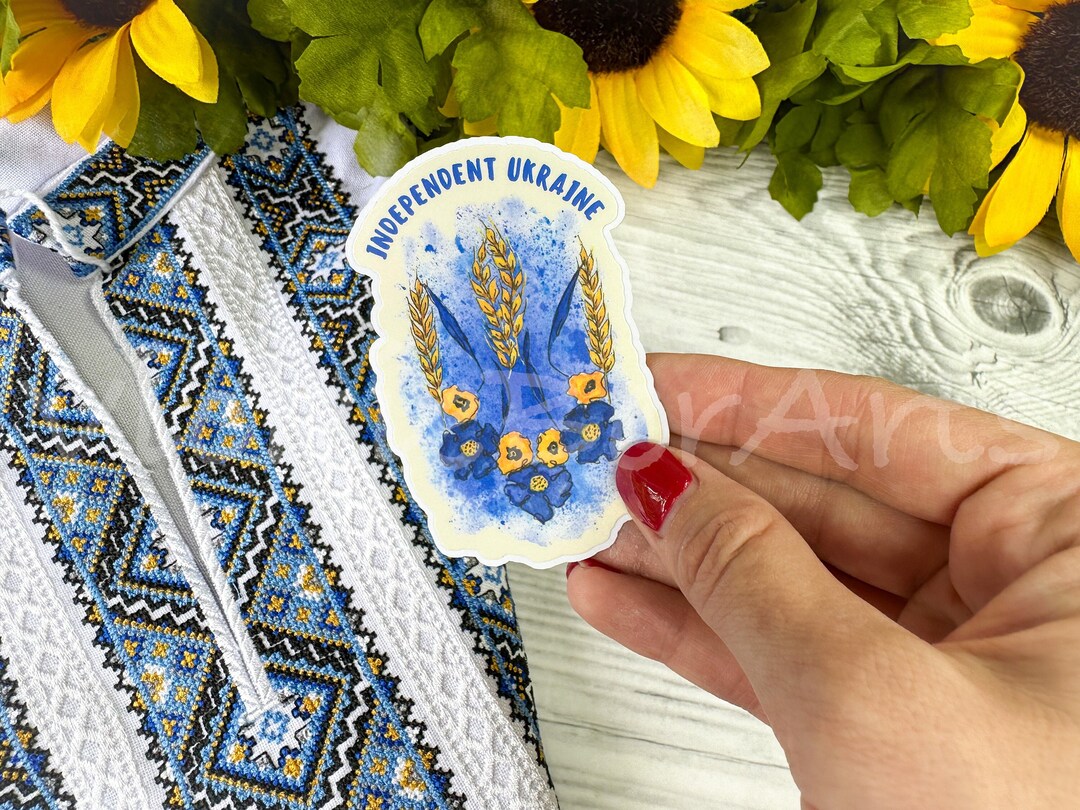 Ukraine Floral Waterproof Sticker Stand With Ukraine Sticker - Etsy