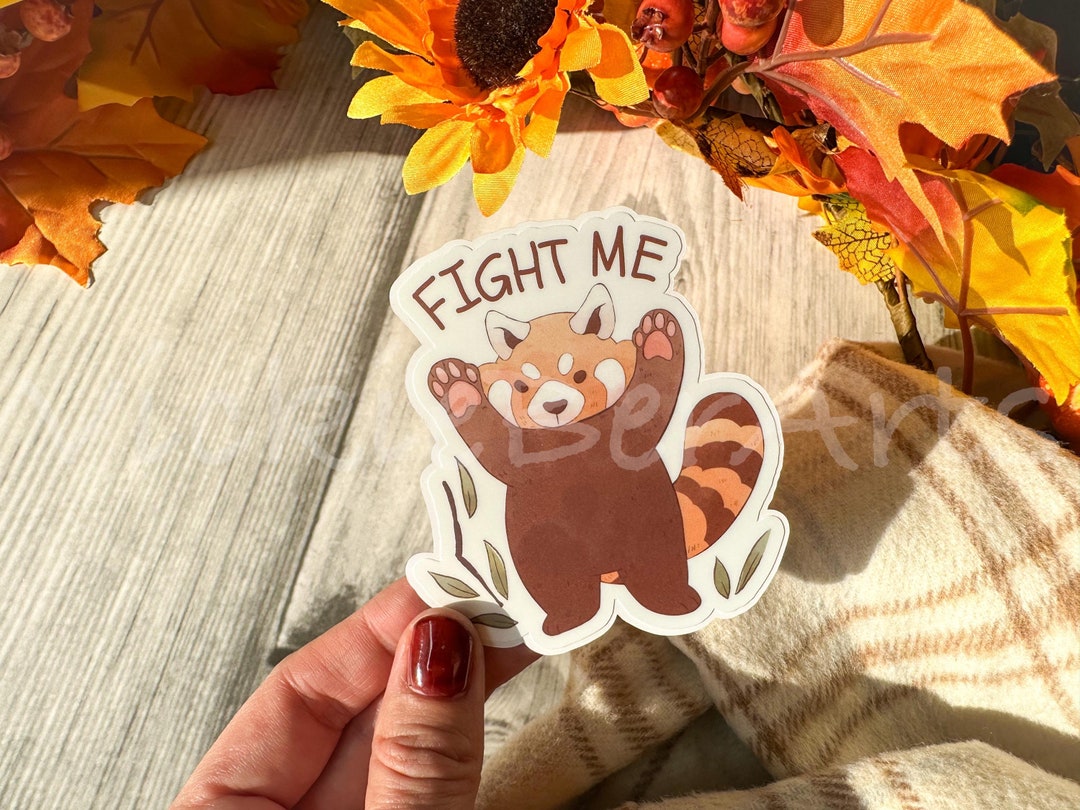 Feral Red Panda Waterproof Sticker, Funny Cartoon Sticker With a Red ...