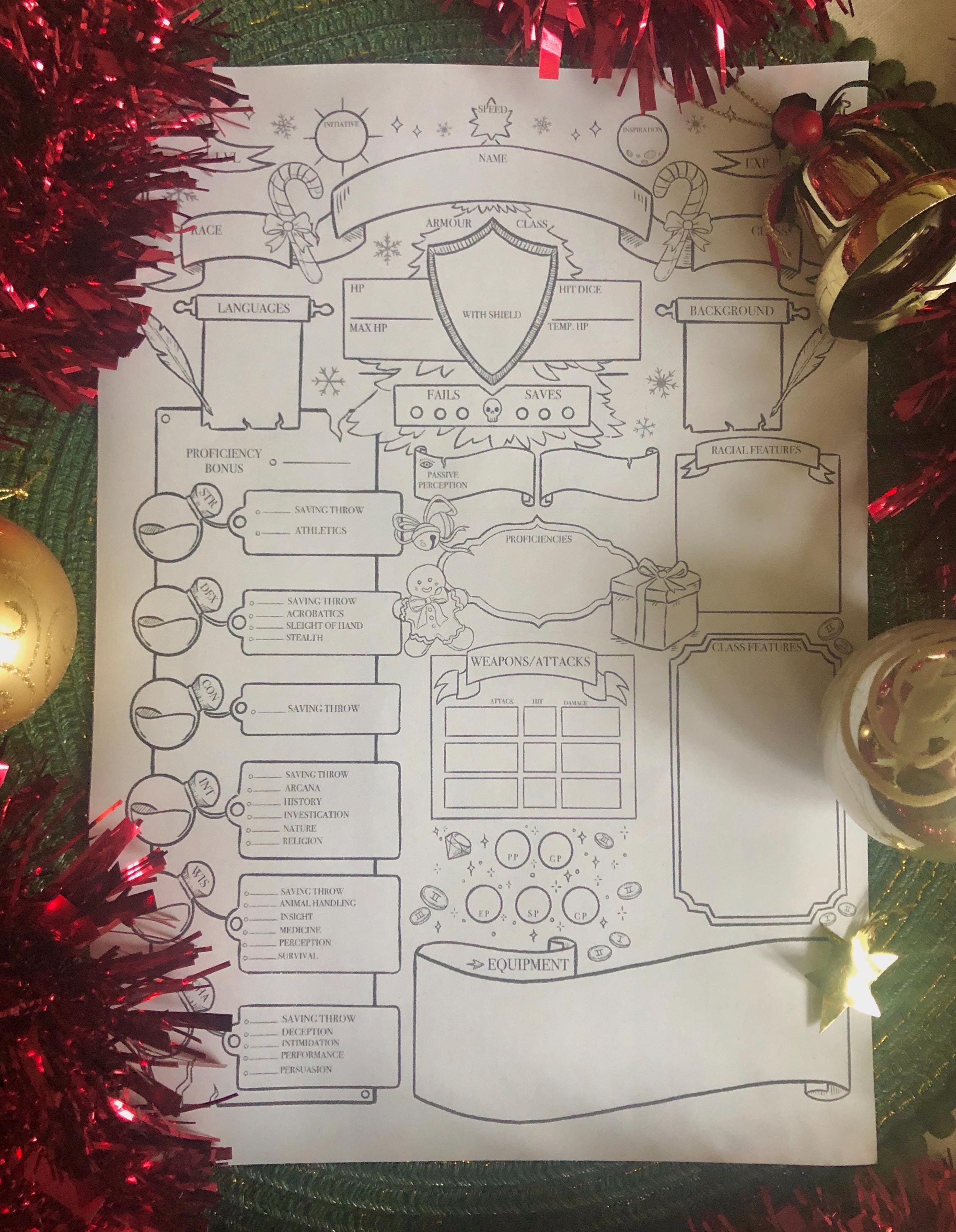 Dnd 5e Christmas Themed Character Sheet - Printable Download for ...