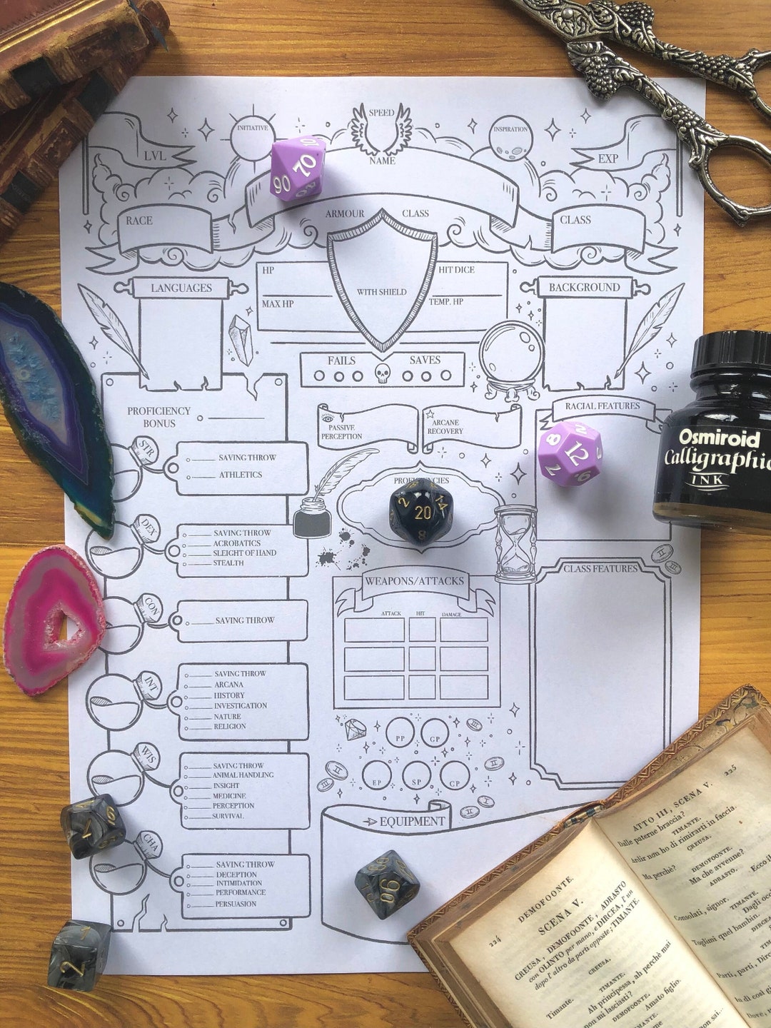 Dnd 5e Wizard Character Sheet - Printable Download for Dungeons and ...