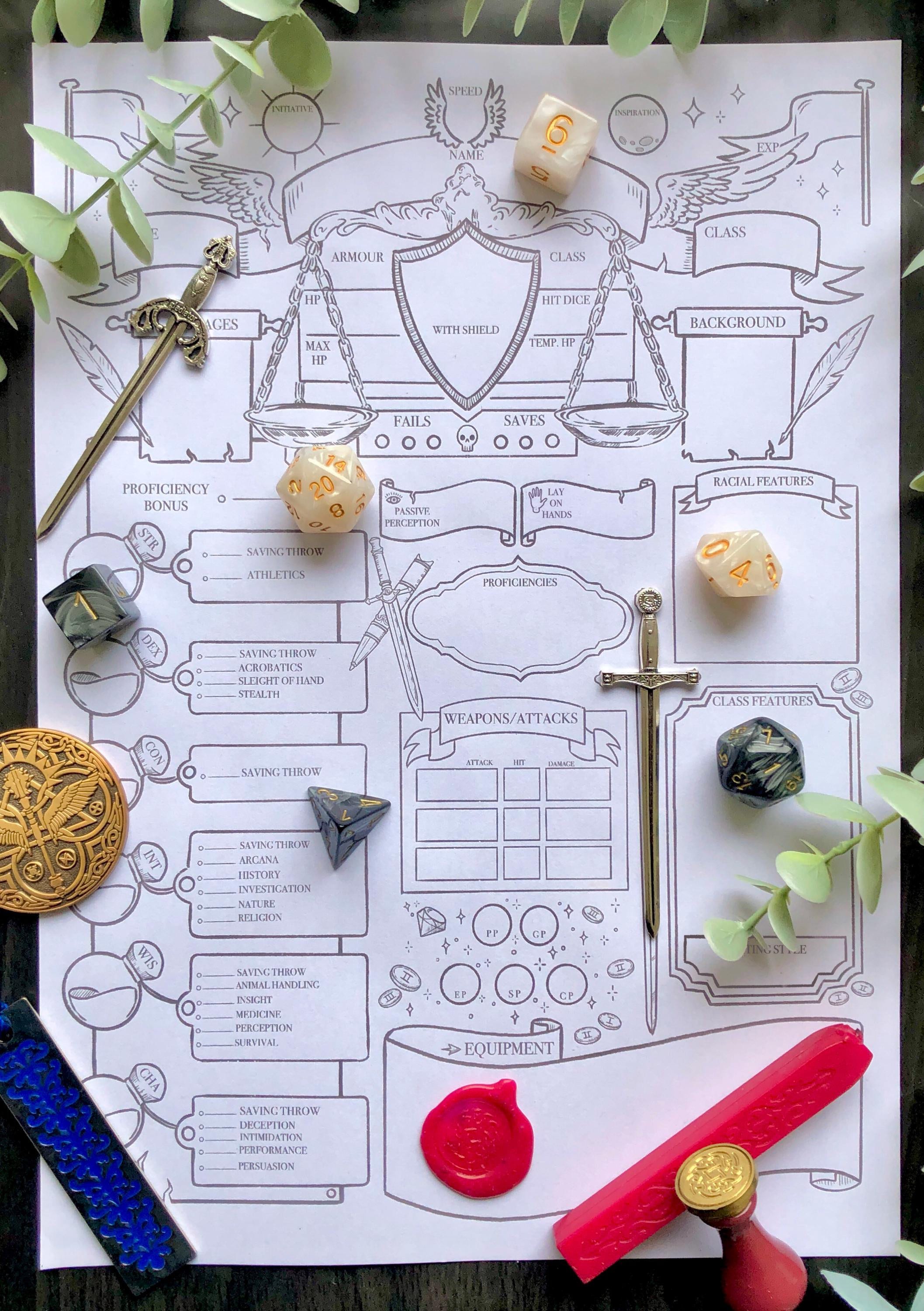 Dnd 5e Paladin Character Sheet - Printable Download for Dungeons and ...