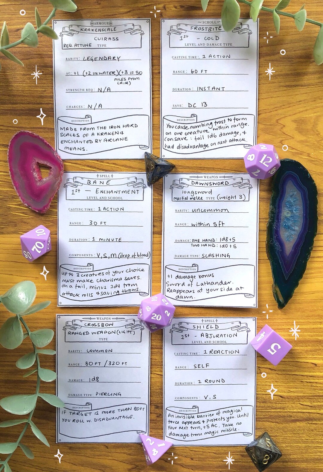 Dungeons and Dragons 5e Spell and Item Cards Printable PDF Download Dnd ...