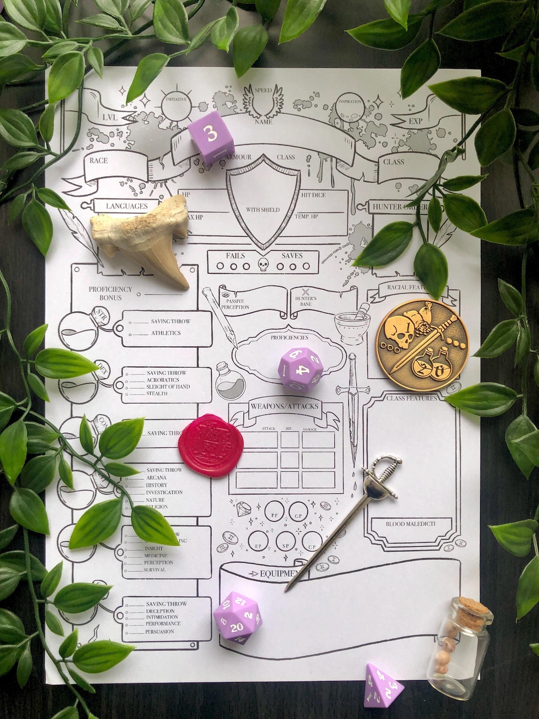 Dnd 5e Bloodhunter Character Sheet - Printable Download for Dungeons ...