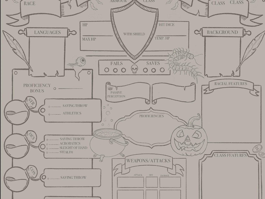 Dnd 5e Halloween Themed Character Sheet - Printable Download for ...