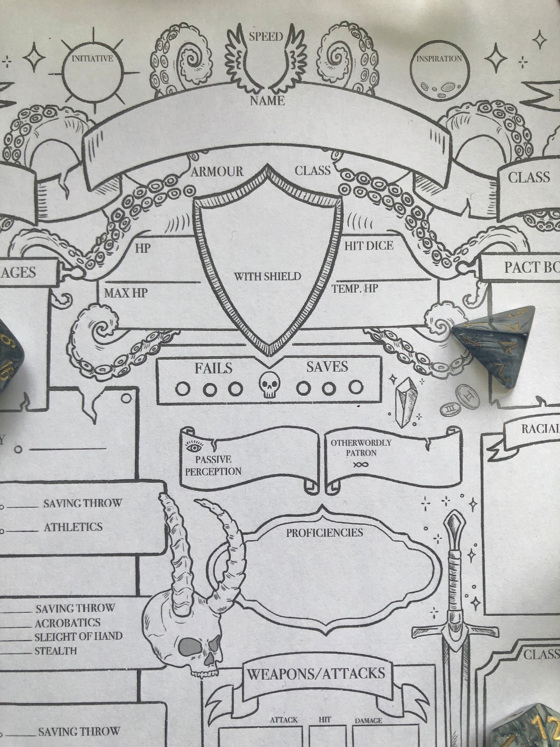 Dnd 5e Warlock Character Sheet - Printable Download for Dungeons and ...