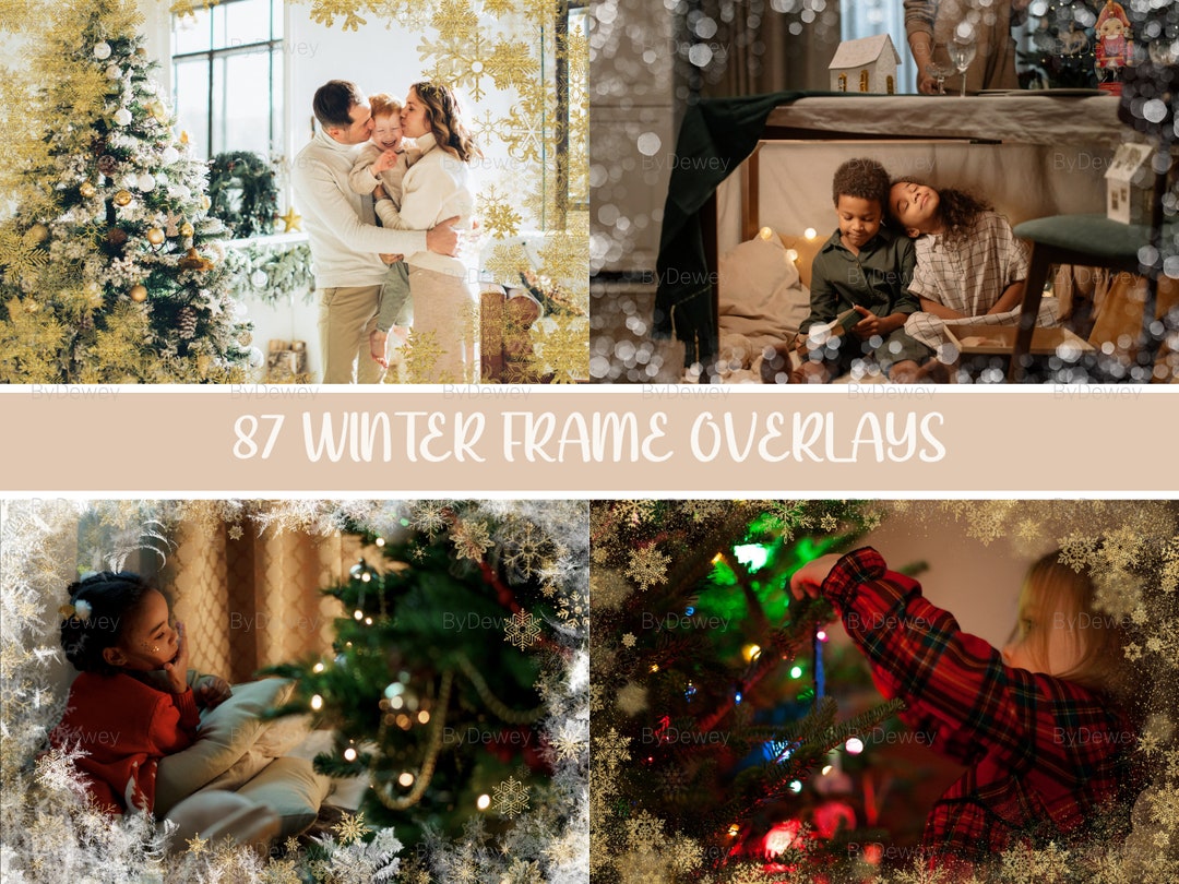 87 Winter Frames Overlays Photoshop Mix Editing Realistic Snowflake ...