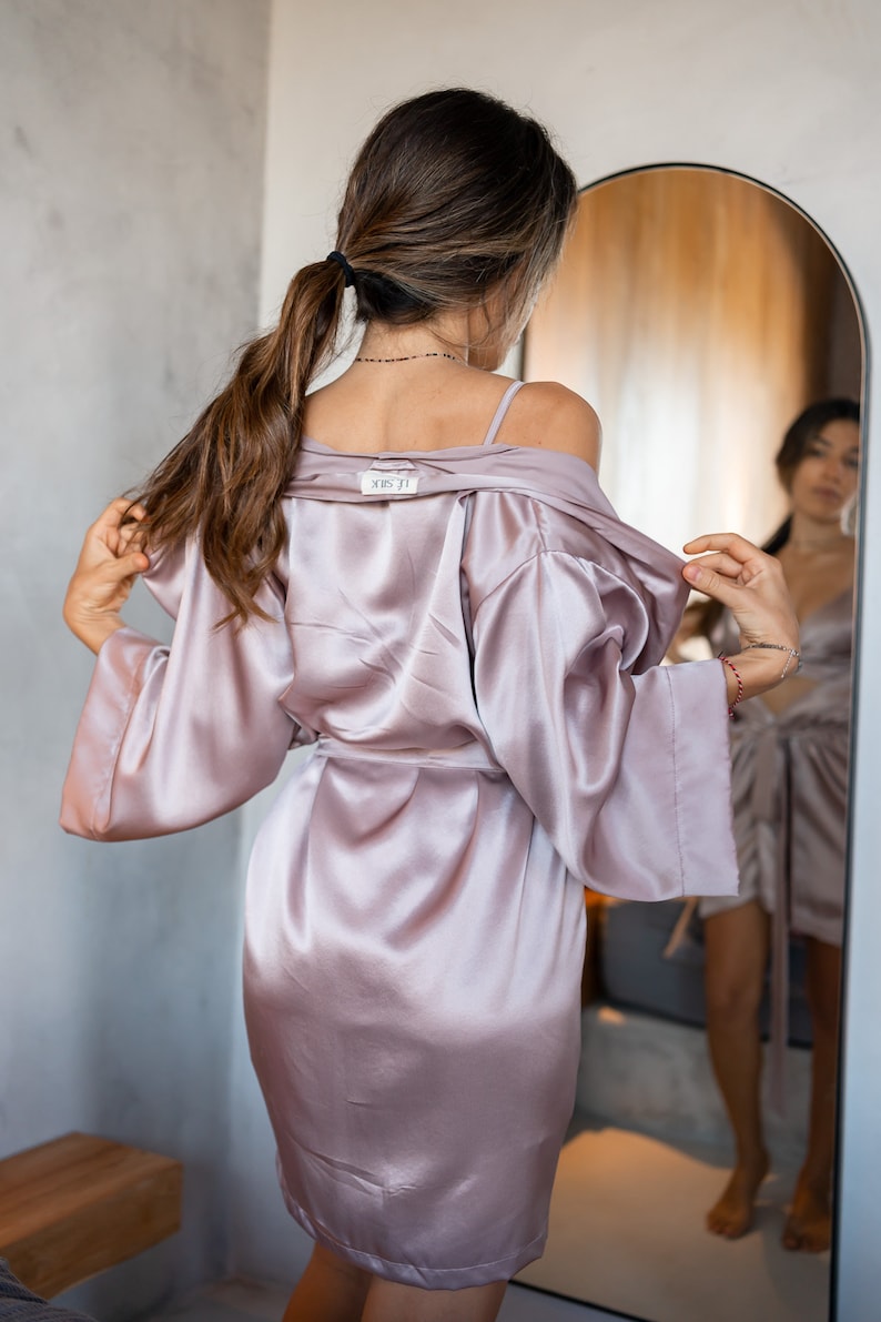 Mulberry Silk Robe, Wide Sleeve Kimono Loungewear, Bridal Gift - Etsy