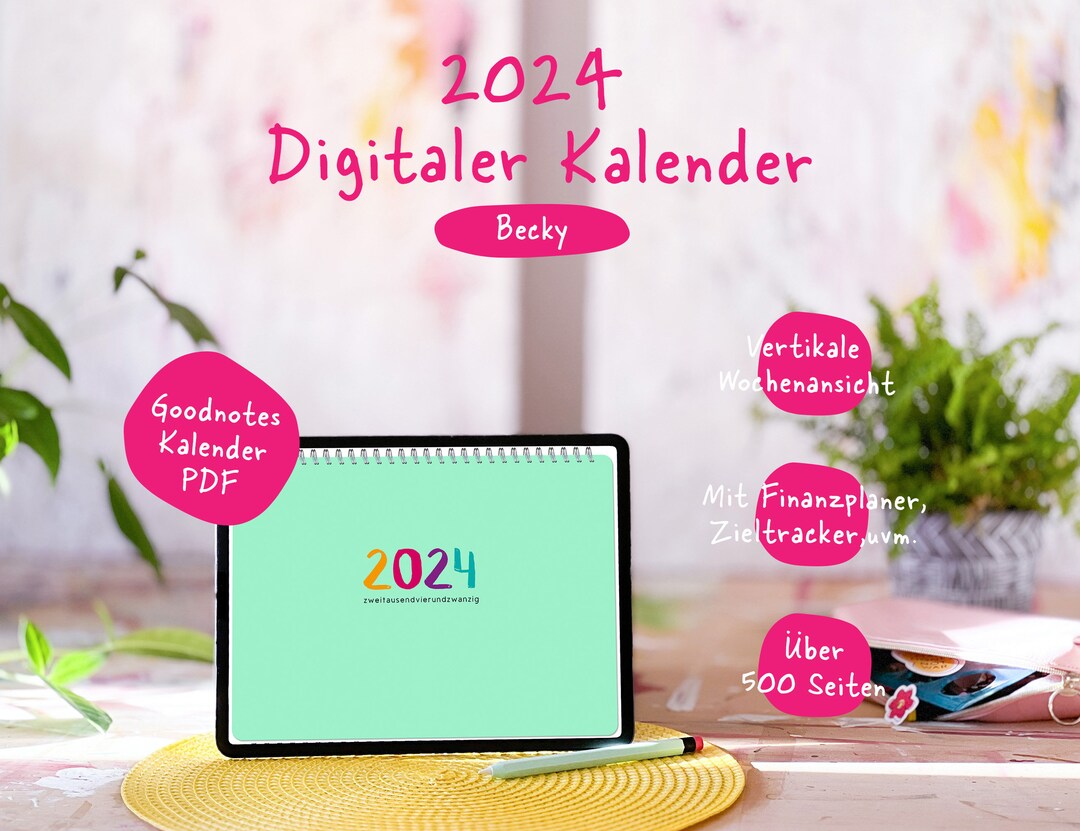 Colorful Digital Calendar becky 2024 Interactive - Etsy