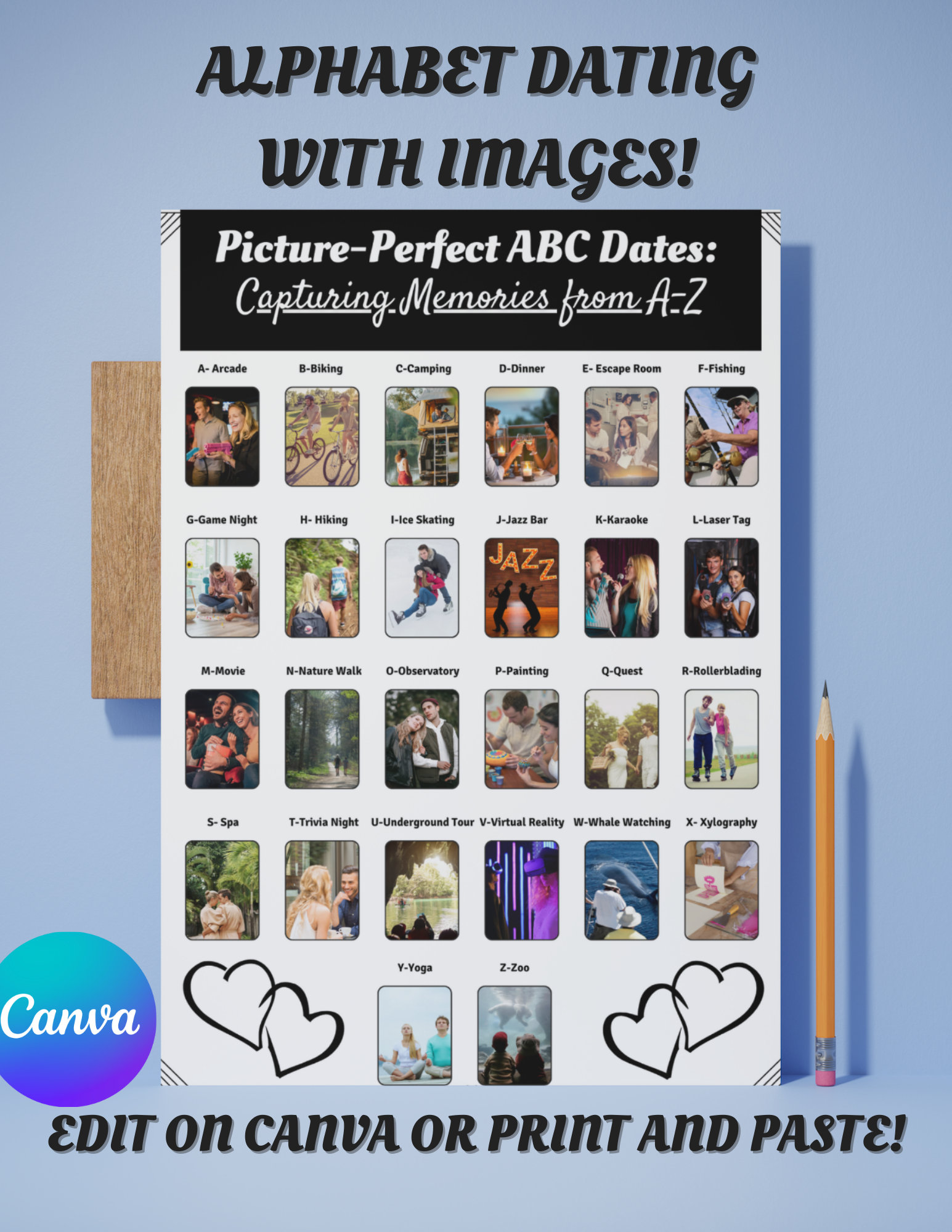 A-Z Alphabet Dating Digital Planner Tracker Picture-perfect ABC Date ...