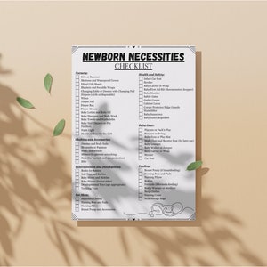 Baby Checklist Digital Download Newborn Necessities Essentials for ...