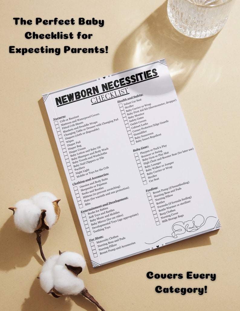Baby Checklist Digital Download Newborn Necessities Essentials for ...