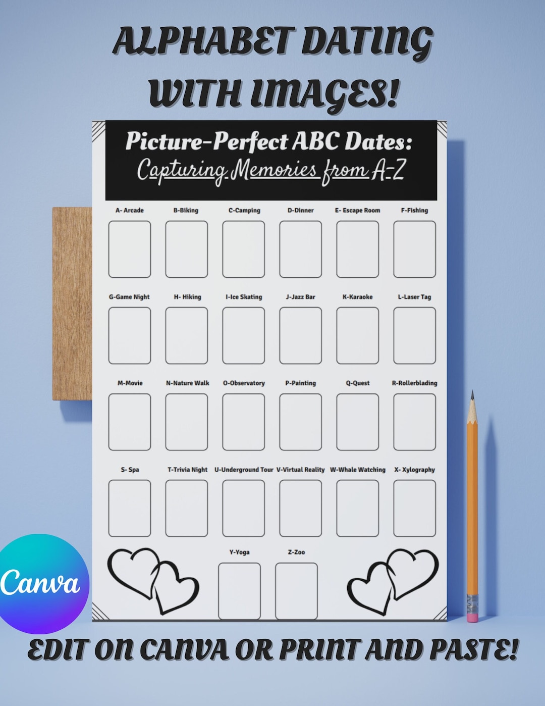 A-Z Alphabet Dating Digital Planner Tracker Picture-perfect ABC Date ...