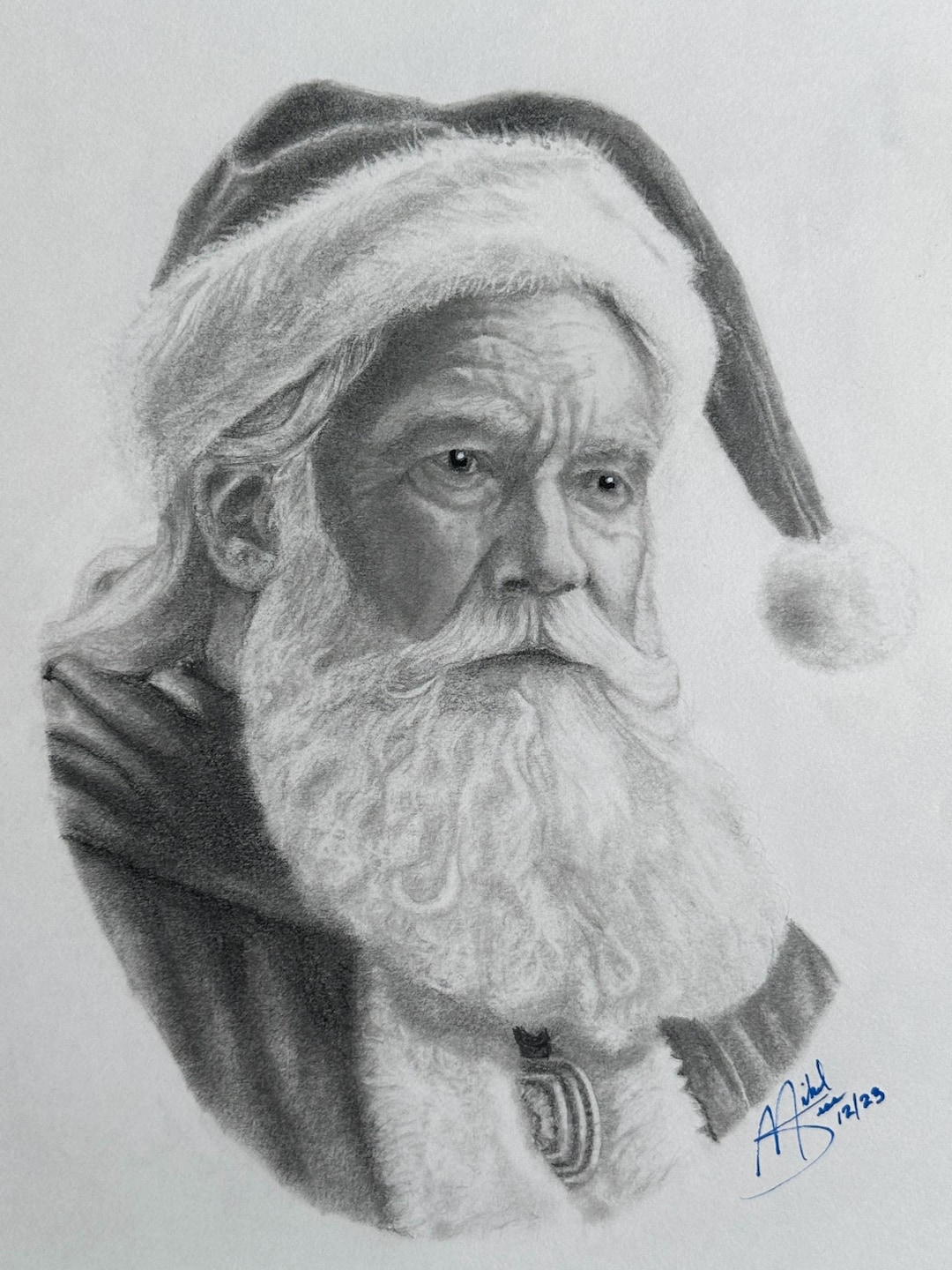 Original Hand Drawn Santa Claus Portrait | Santa Clause Drawing ...
