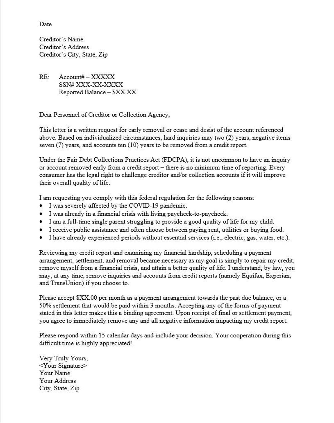 Cease & Desist or Credit Account Removal Letter - Etsy