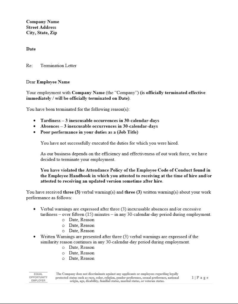 Termination Letter - Etsy