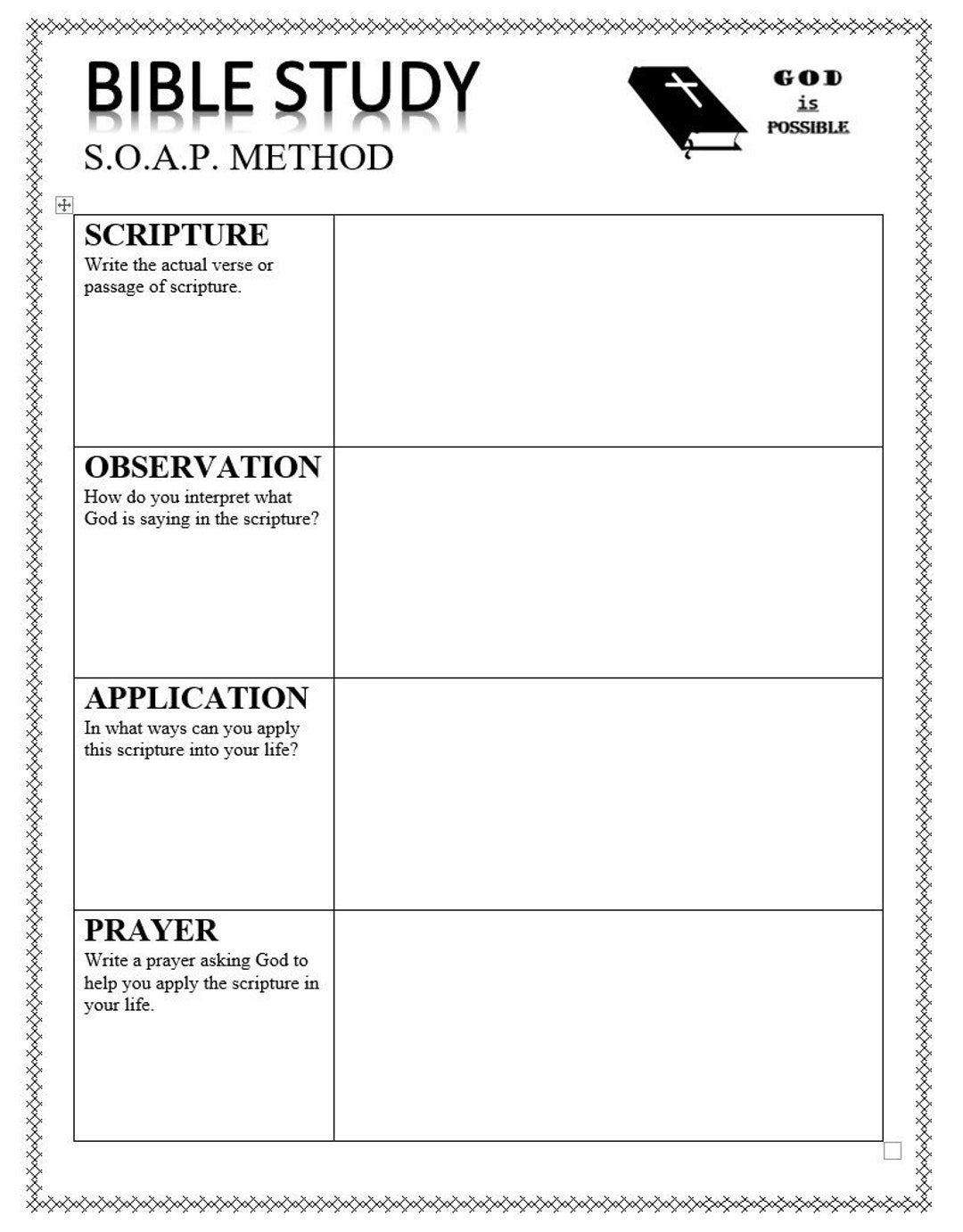 S.O.A.P. Bible Study Printable (editable) - Etsy