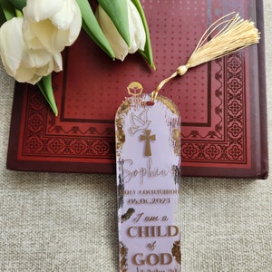 Personalized Baptism Bookmark | Acrylic Bookmark With Tassel - Etsy
