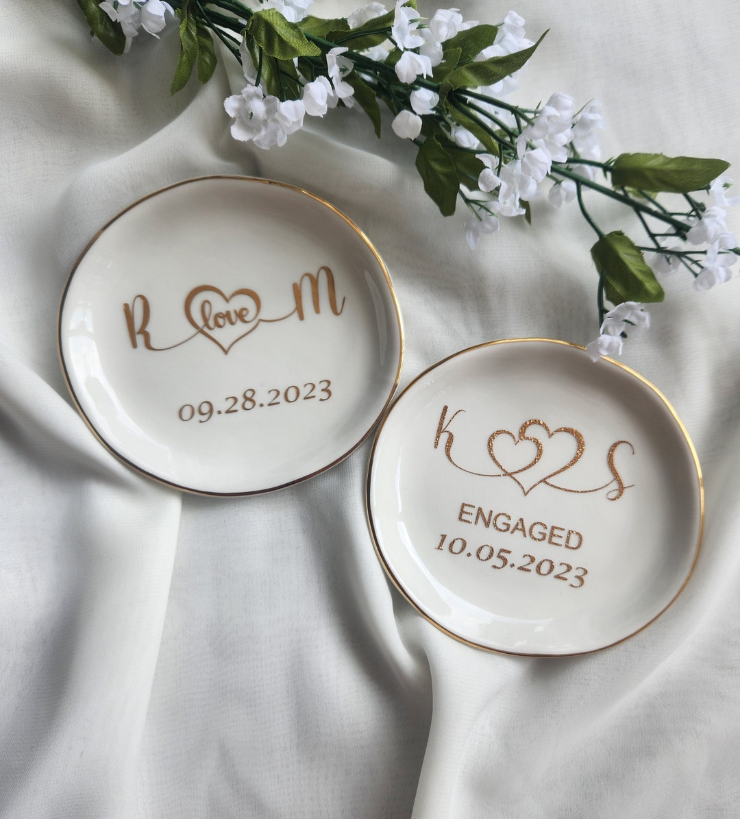 Custom Engagement Ring Dish, Personalized Wedding Gift, Ceramic Jewelry ...