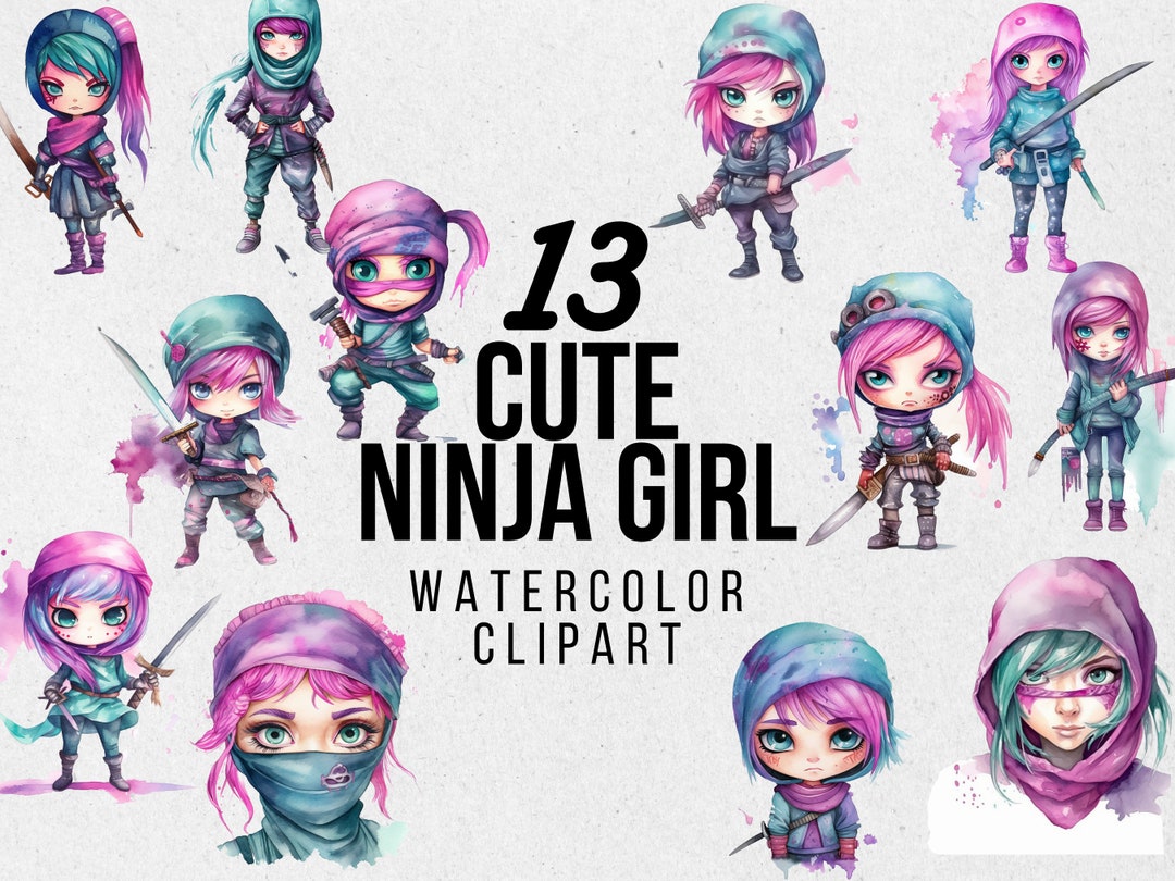 Cute Ninja Girl Clipart, Ninja Girl Watercolor, Ninja Png, Cute Ninja ...