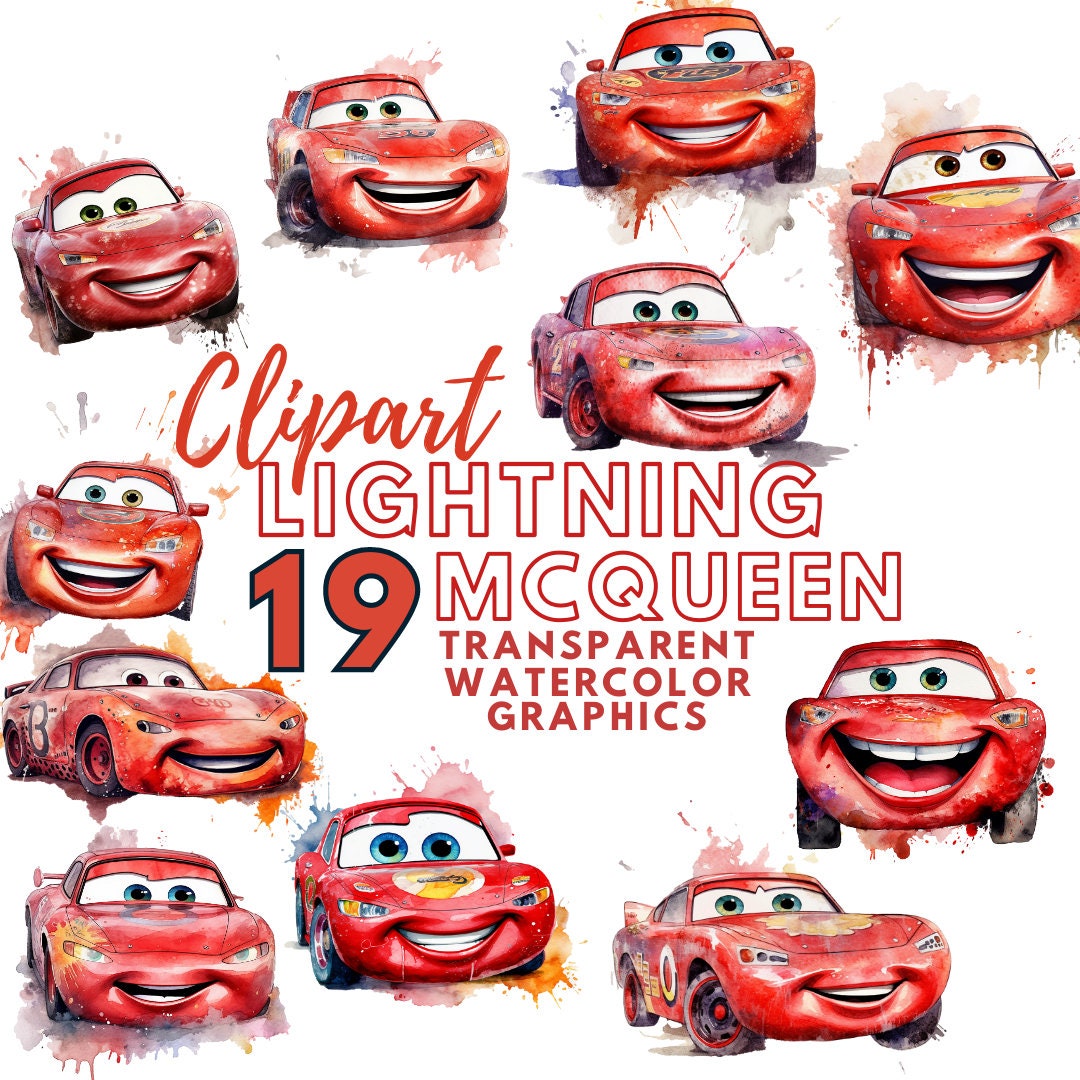 Lightning Mcqueen Clipart Lightning Mcqueen Watercolor - Etsy