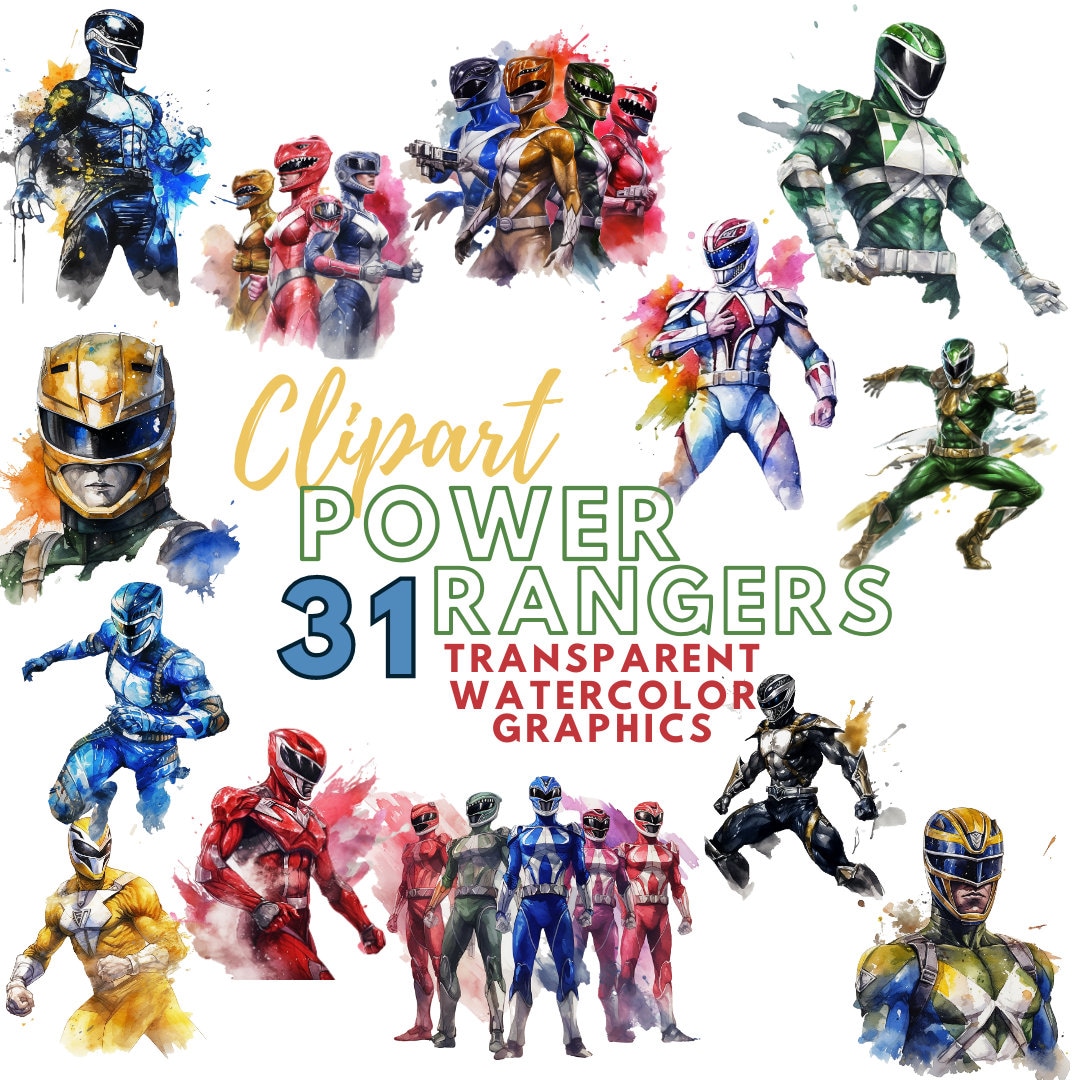 Power Rangers Clipart Power Rangers Watercolor Power Rangers - Etsy