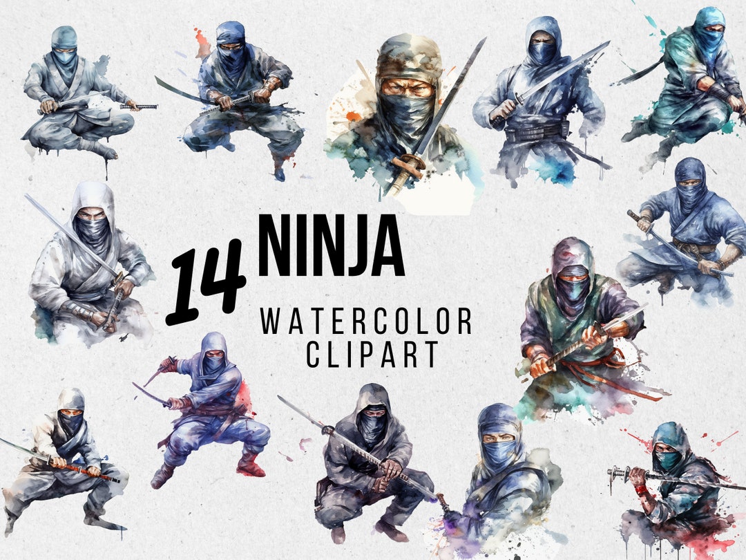 Ninja Clipart, Ninja Watercolor, Ninja Png, Ninja-comercial Use ...