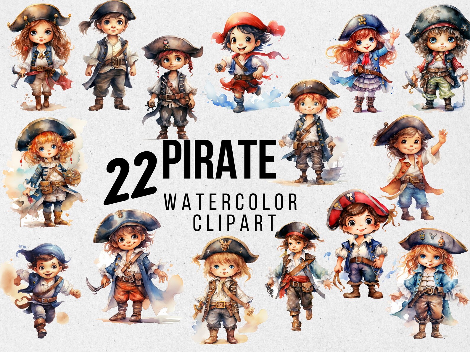 Cute Pirate Clipart, Pirate Watercolor, Pirate Png, Pirate -comercial ...