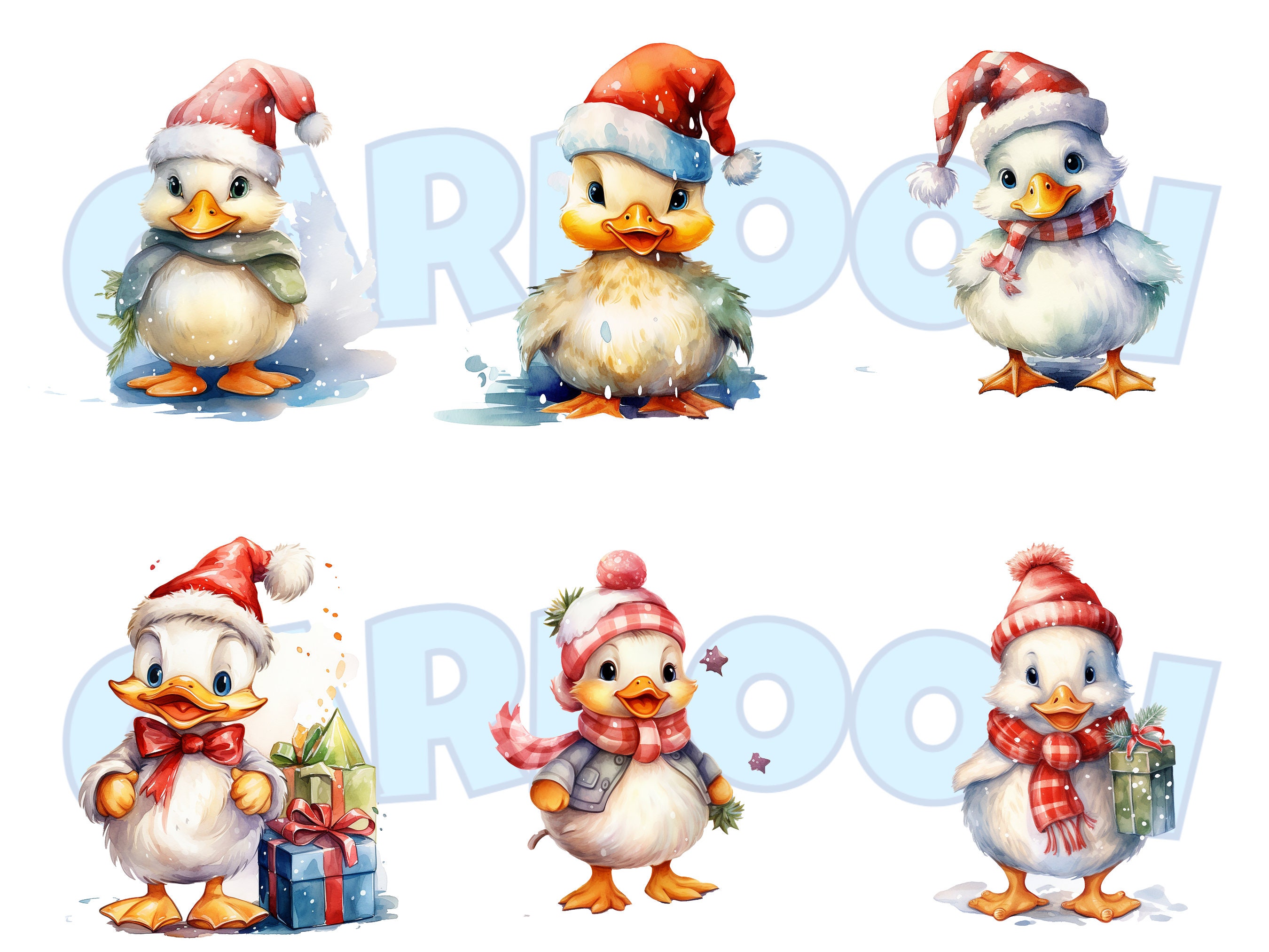 Christmas Duck Clipart Watercolor Holidays Winter Clipart - Etsy