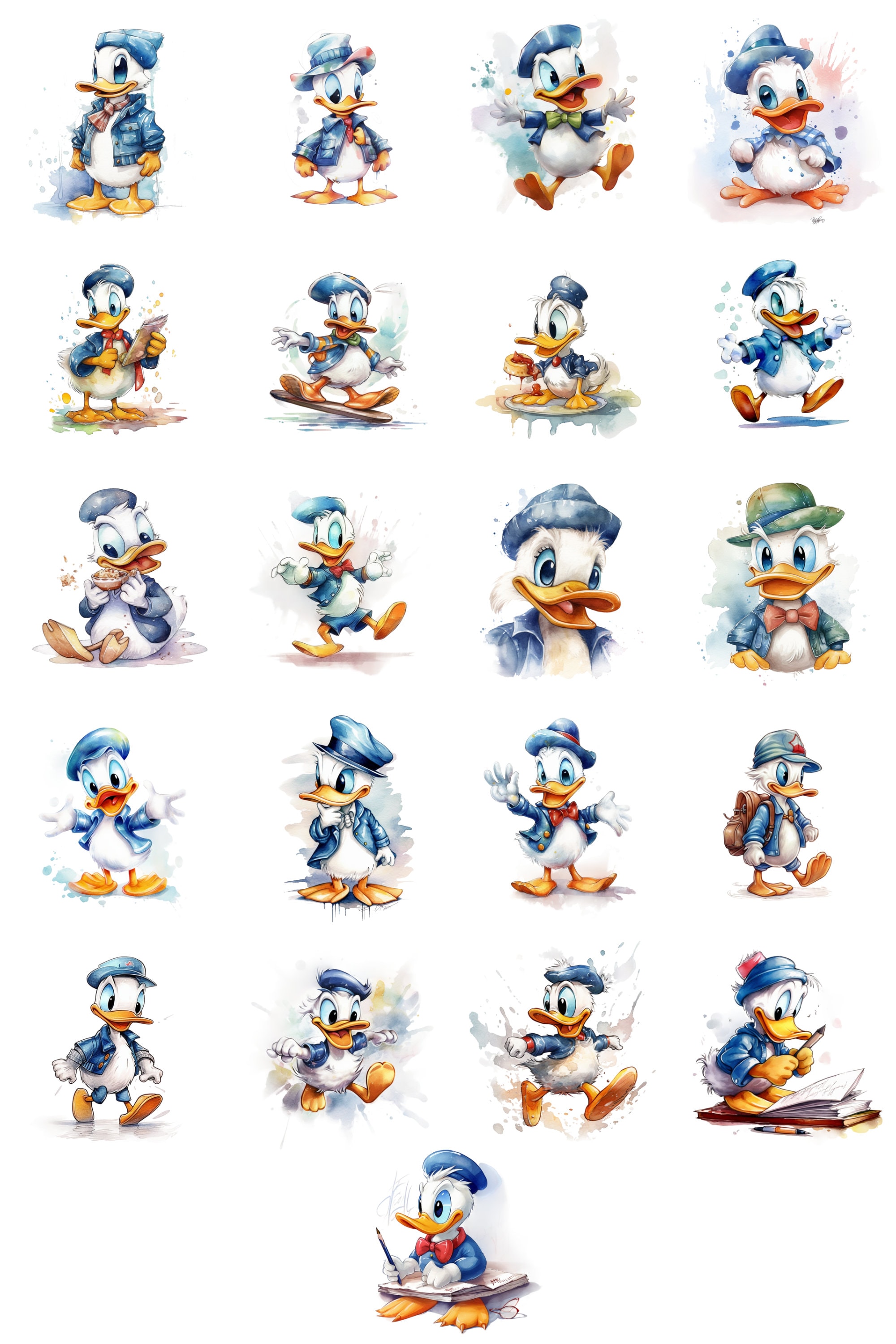 Donald Duck Clipart, Donald Watercolor, Watercolor Donald, Donald Duck ...