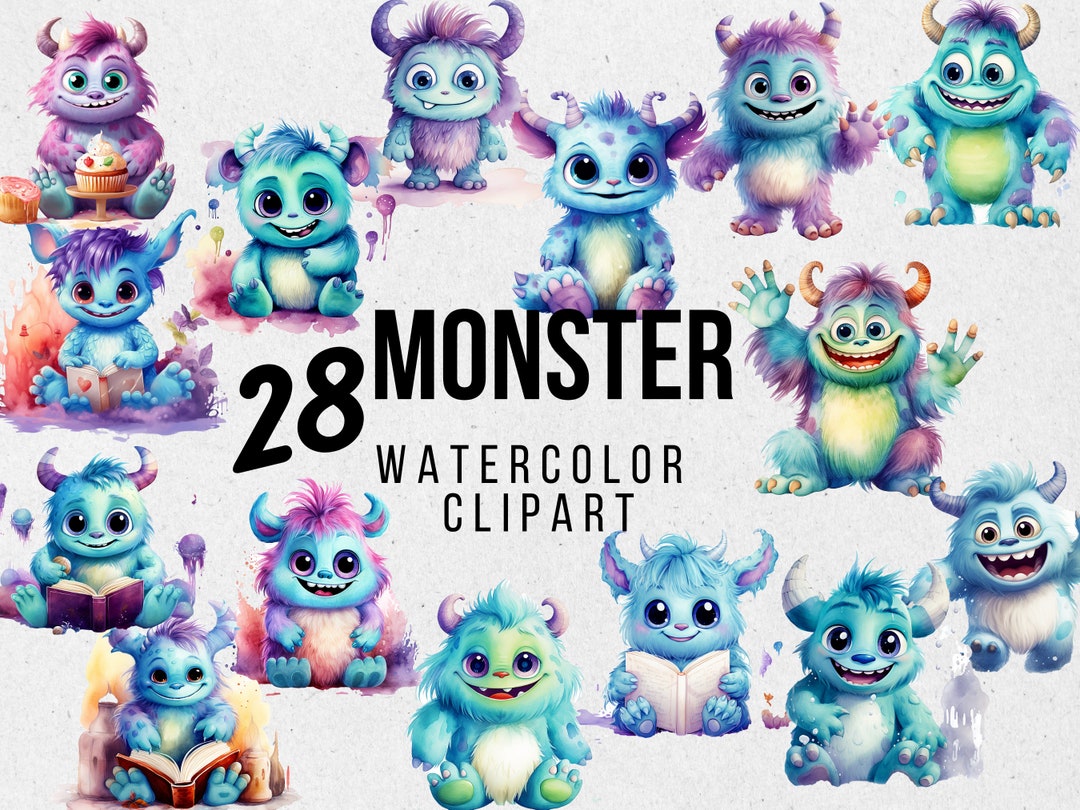 Cute Monster Clipart, Monster Watercolor, Monster Png, Cute Monster ...