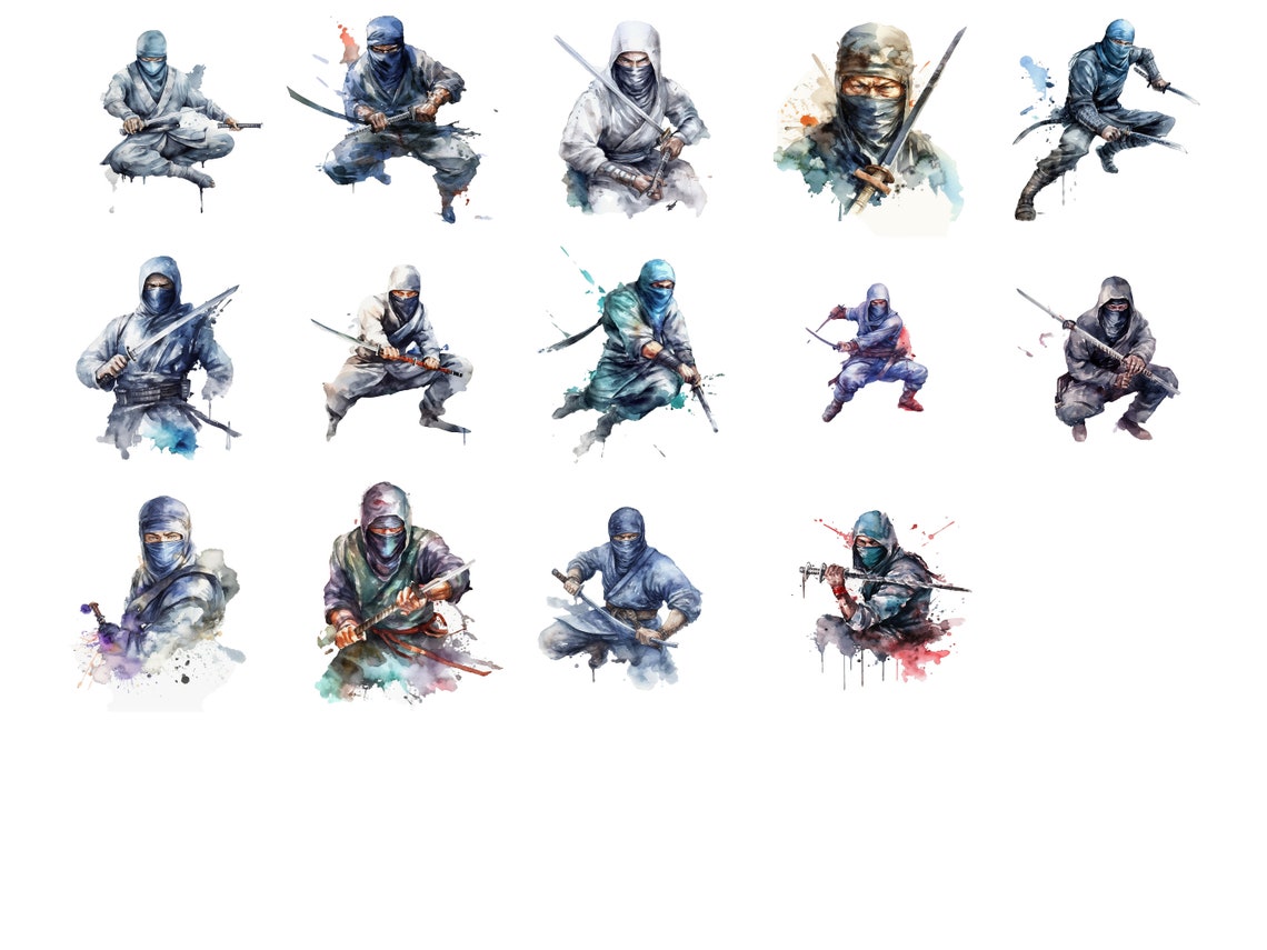 Ninja Clipart, Ninja Watercolor, Ninja Png, Ninja-comercial Use ...