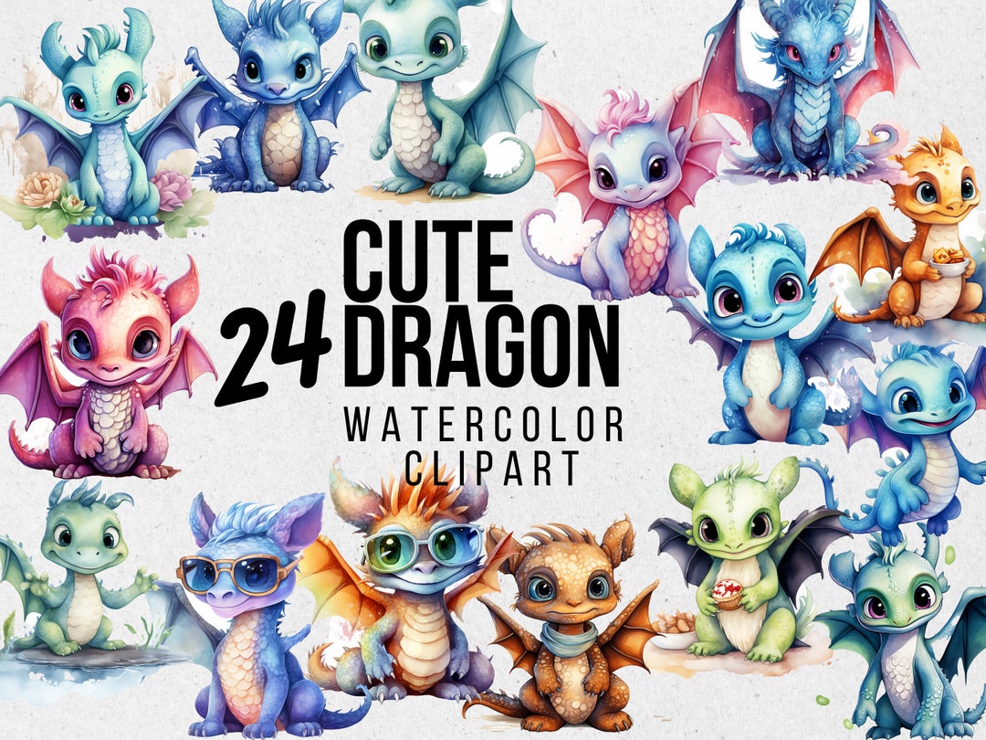 Cute Dragon Clipart, Dragon Watercolor, Dragon Png, Cute Dragon ...
