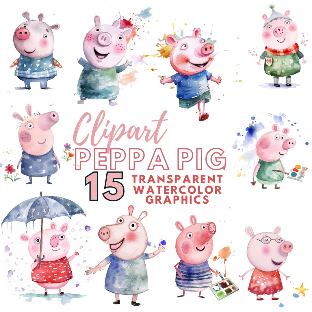 Peppa Pig Clipart, Peppa Pig Watercolor, Peppa Pig Png, Peppa Pig ...