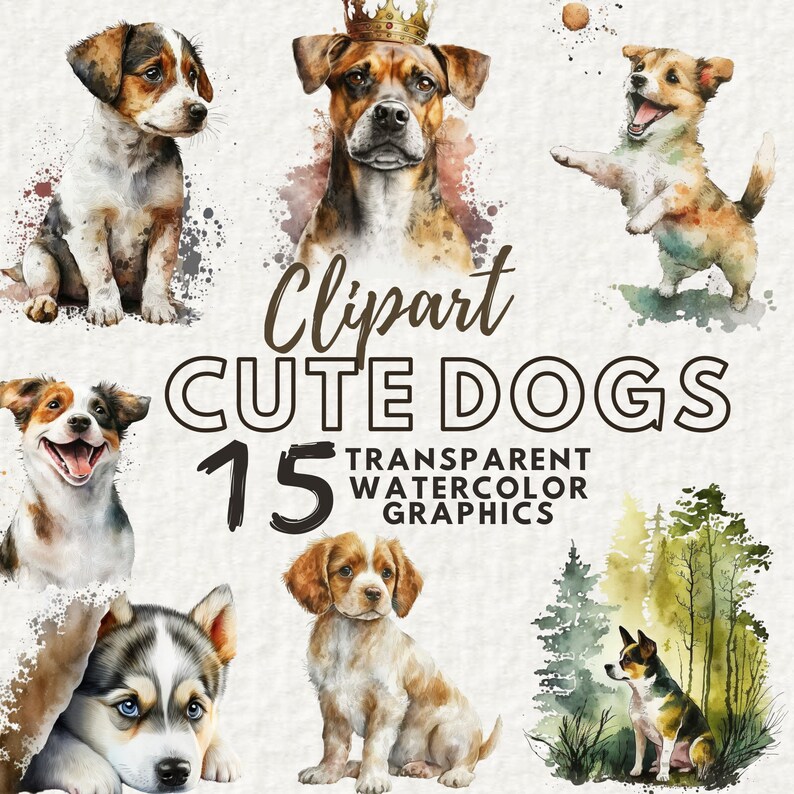 Dog Clipart: watercolor Dogs Dog Breeds Pet - Etsy
