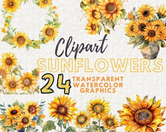 Watercolor Sunflower Clipart, Summer Clipart, Sunflower Floral Bouquets ...