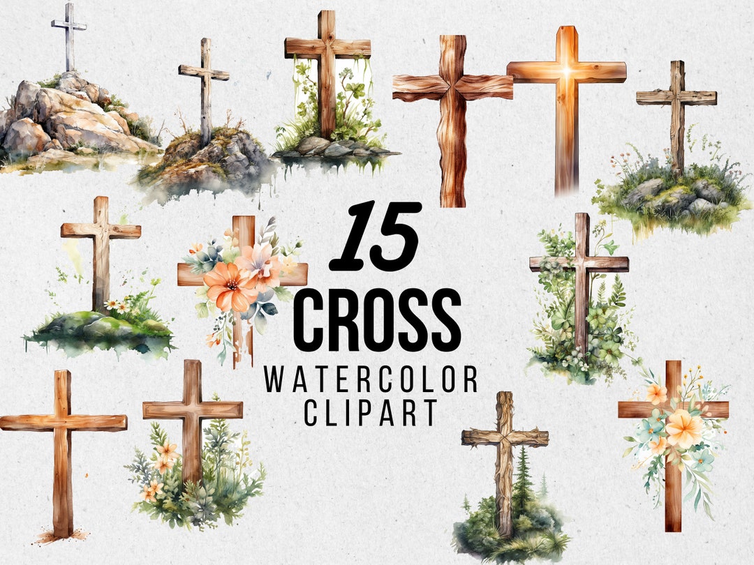Watercolor Crosses Clipart - Watercolor Cross PNG Format Instant ...