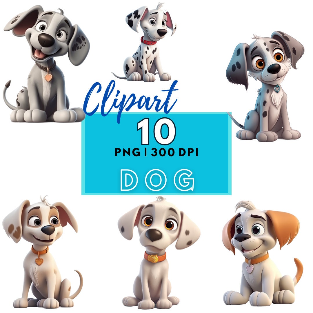 Cute Dog Clipart PNG, Clipart Pack of 10, Crafts Card Making ...