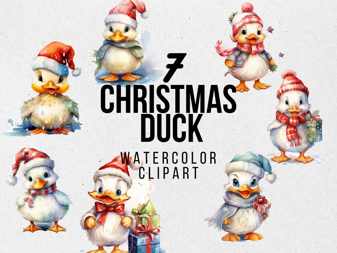 Christmas Duck Clipart, Watercolor Holidays, Winter Clipart, Magical ...