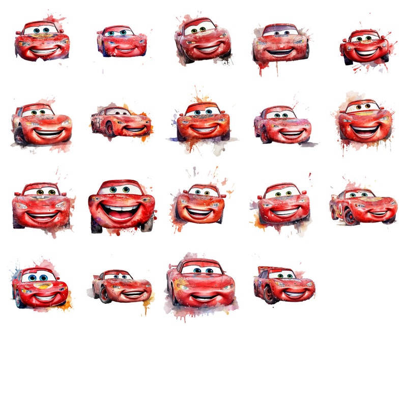 Lightning Mcqueen Clipart Lightning Mcqueen Watercolor - Etsy