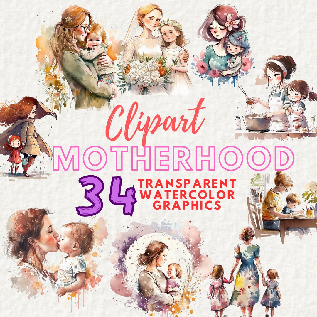 Digital Watercolor Clipart, Mother's Day, Motherhood Celebrations ...