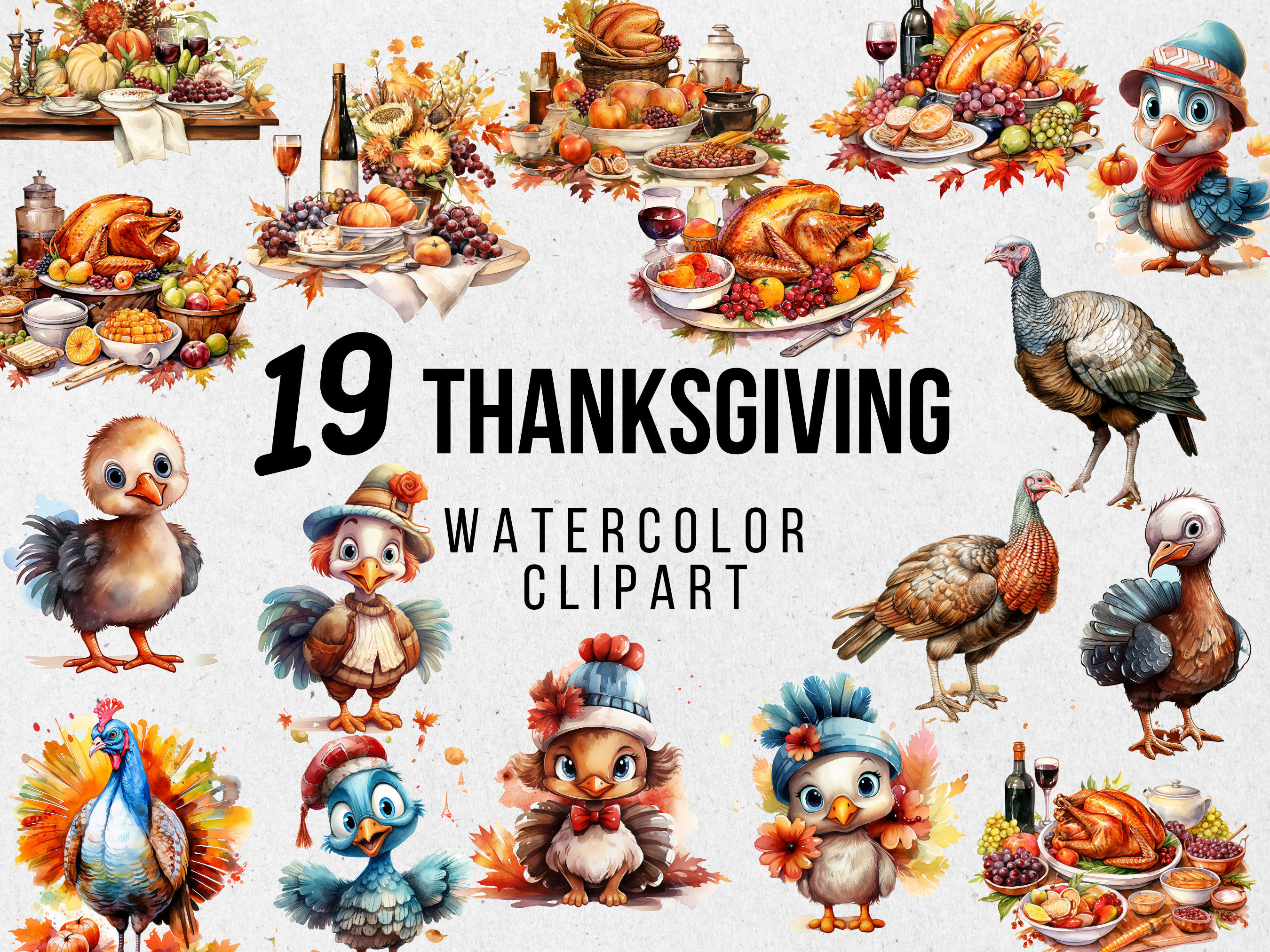Thanksgiving Clipart Thanksgiving Watercolor Thanksgiving - Etsy