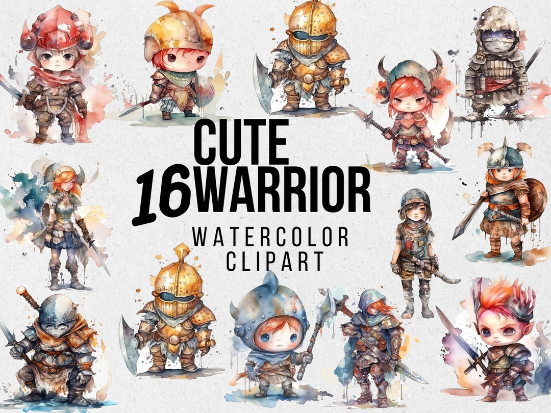 Cute Warrior Clipart, Warrior Watercolor, Warrior Png, Cute Warrior ...