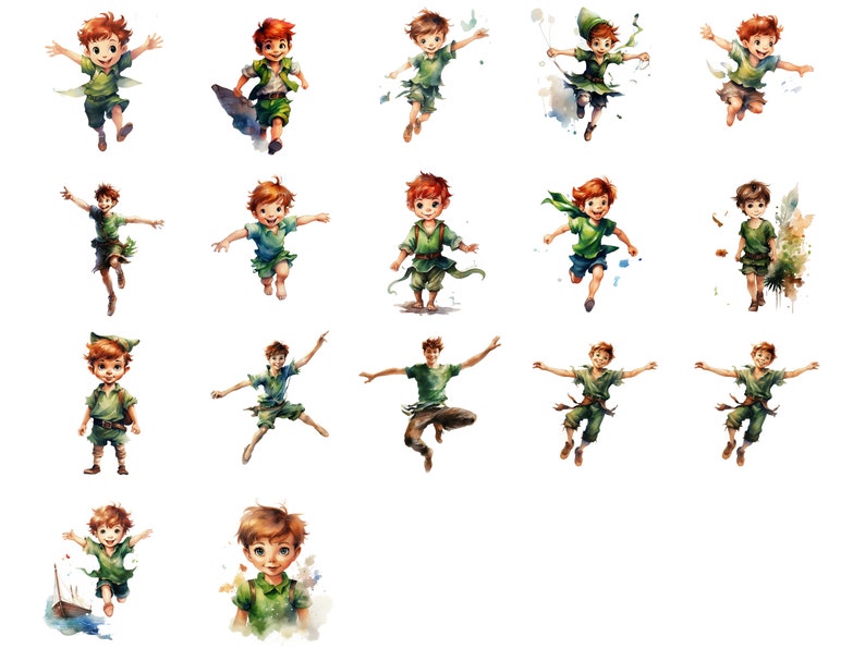 Peter Pan Clipart, Peter Pan Watercolor, Peter Pan Png, Neverland ...