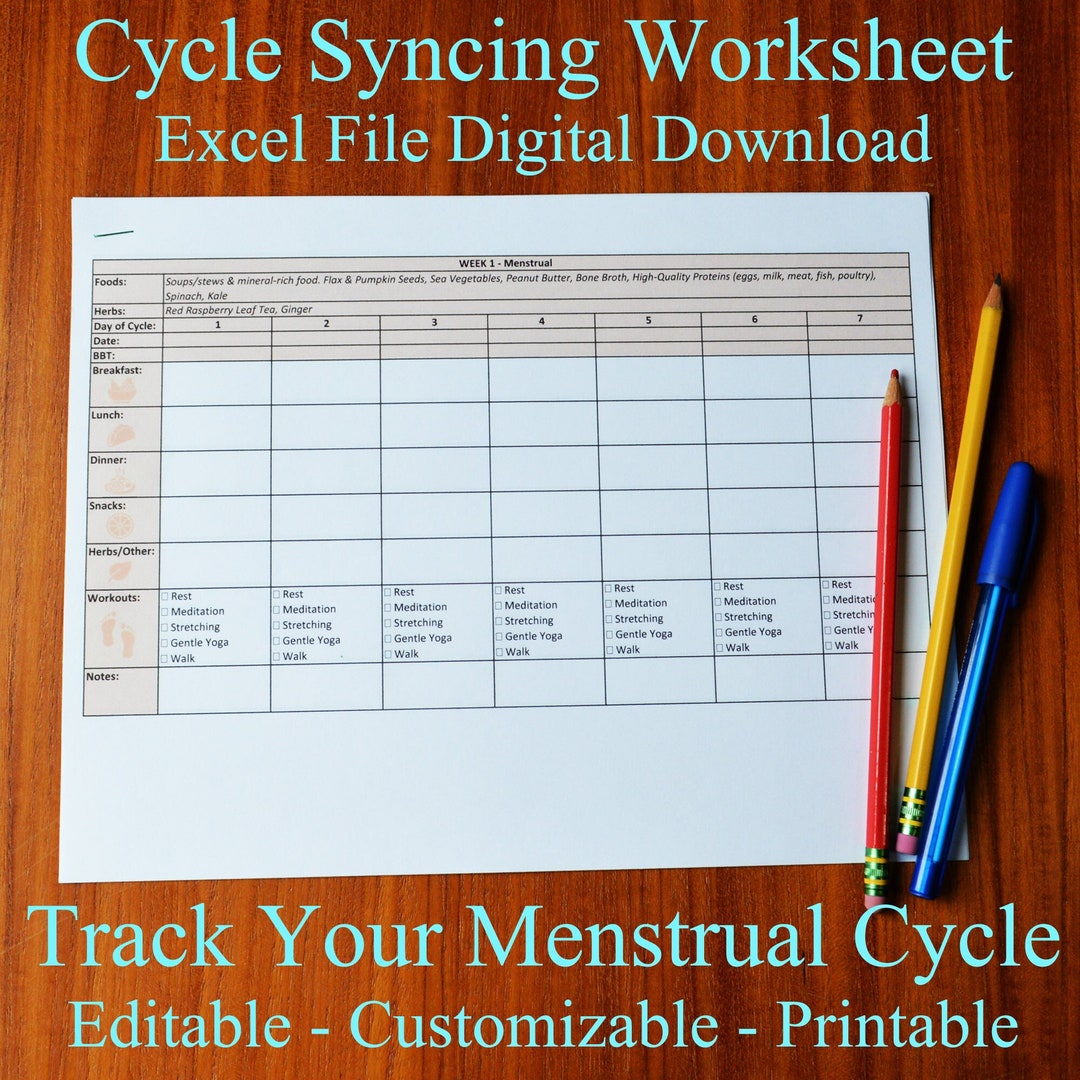 Cycle Syncing Worksheet Excel Digital Download - Etsy