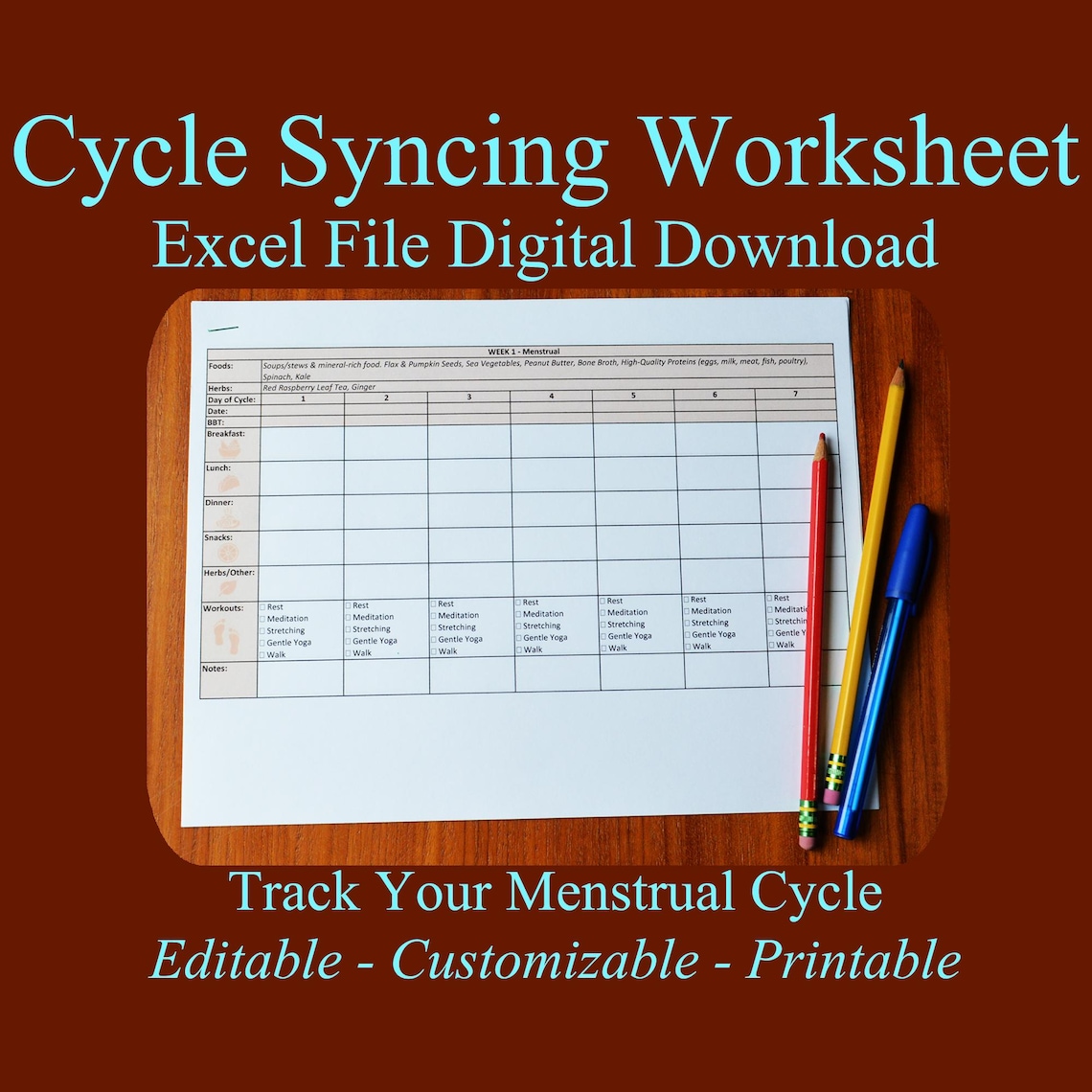 Cycle Syncing Worksheet | Excel Digital Download - Etsy