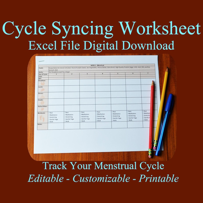 Cycle Syncing Worksheet | Excel Digital Download - Etsy