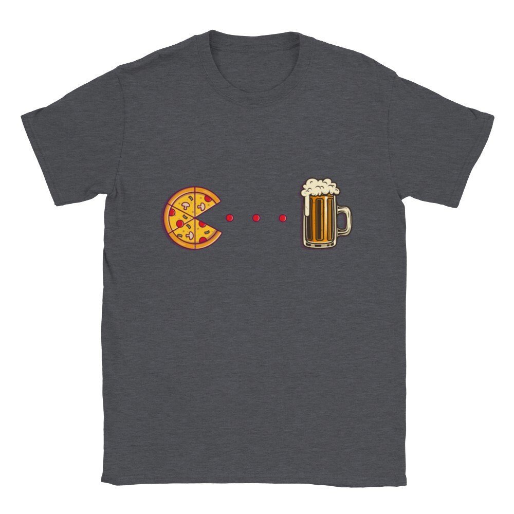 Pizza Pac-man T-shirt | Pepperoni Design With Pint | Gaming Foodie Tee ...