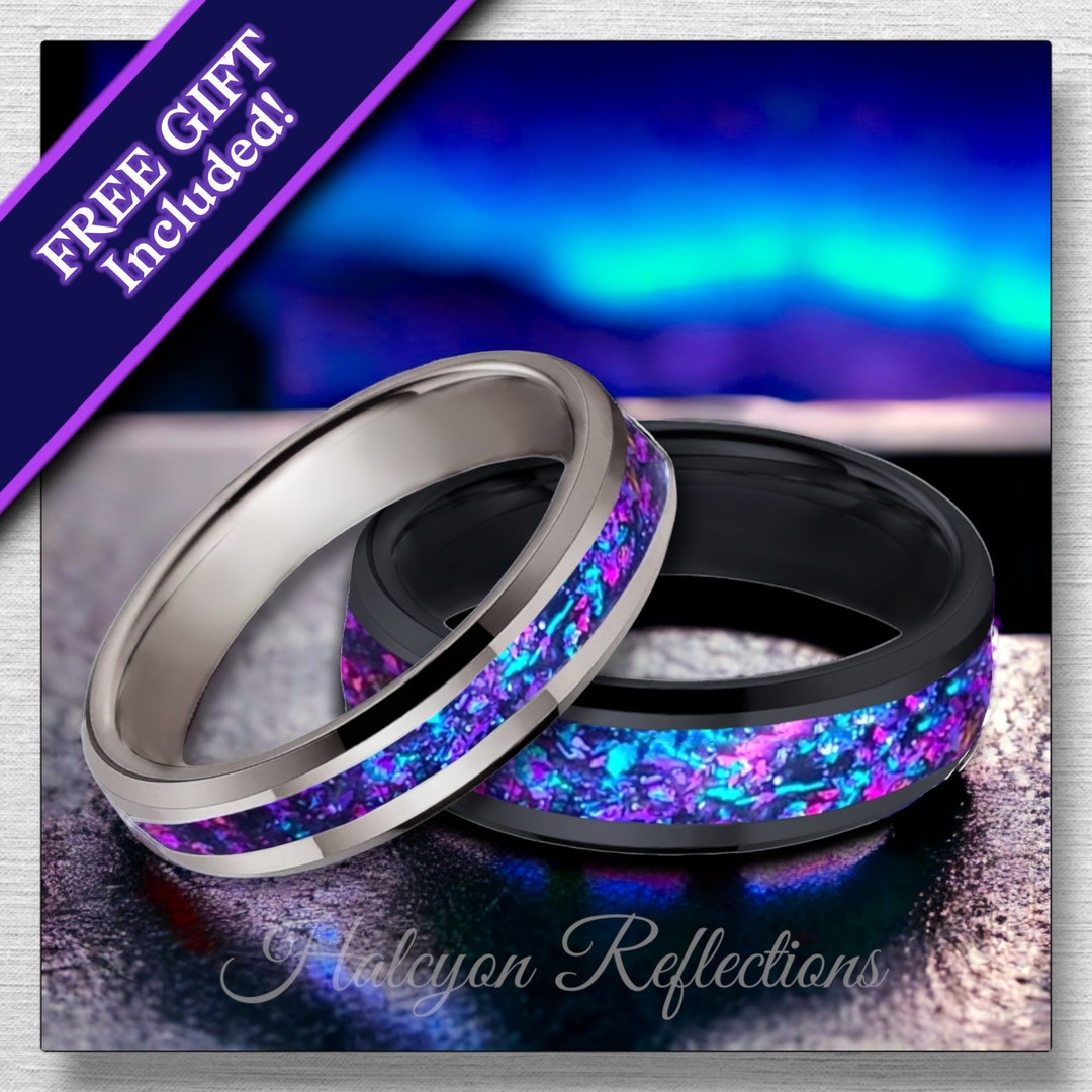 The Twilight Glow Ring, Tungsten Carbide, 8mm-6mm-4mm, Man's, Woman's, Wedding Ring, Polished ...