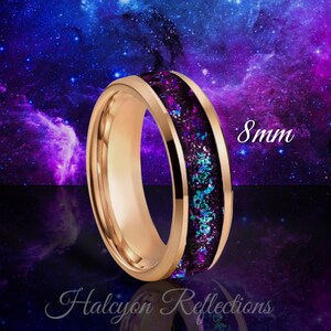14K Gold Tungsten Galaxy Ring: Purple Nebula Wedding Band - Etsy
